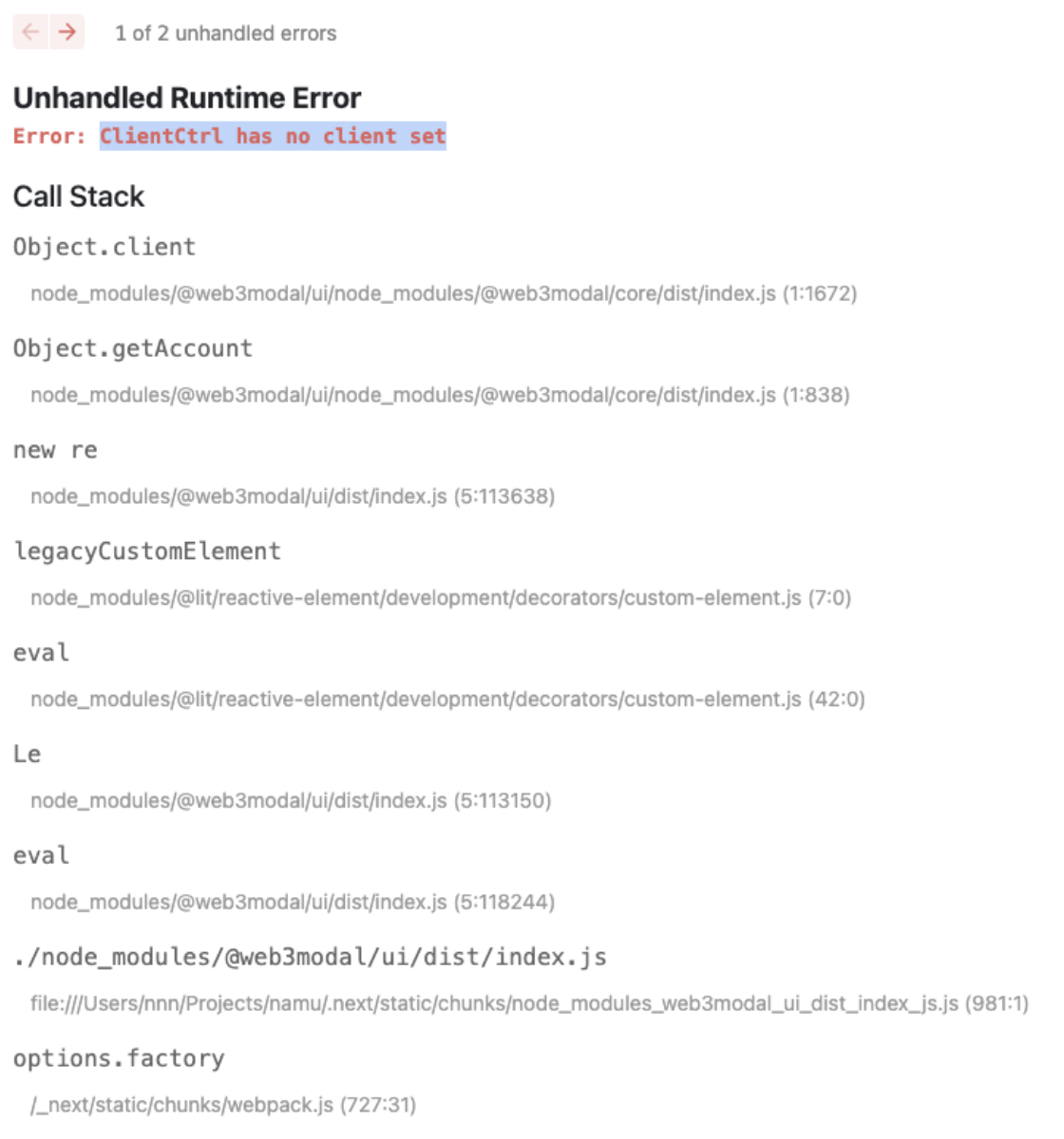 Error Clientctrl Has No Client Set · Issue 866 · Walletconnect Web3modal · Github
