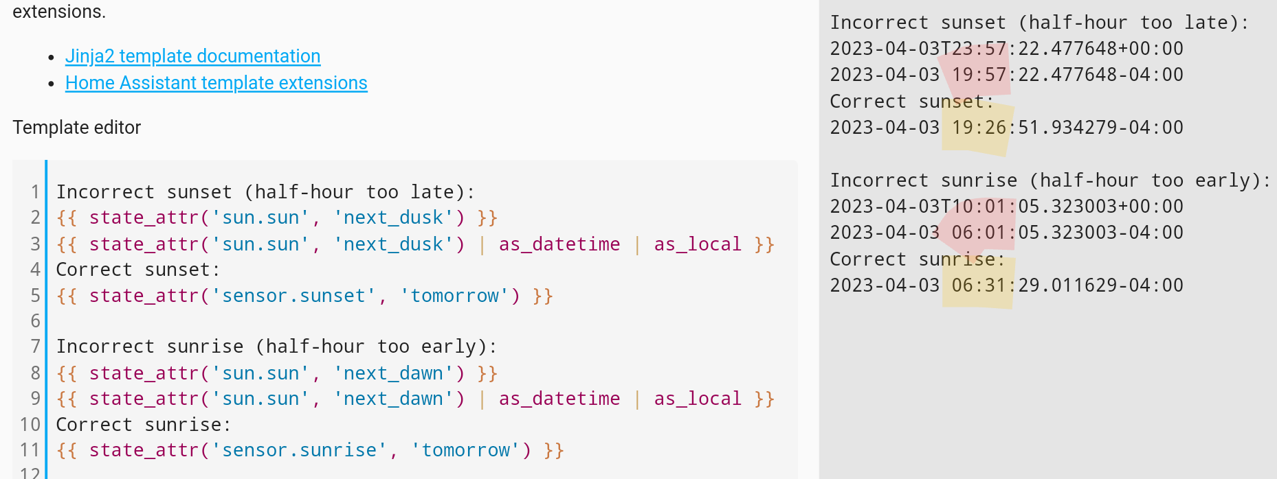 Sun integration reporting incorrect times for next_dawn and next_dusk ...