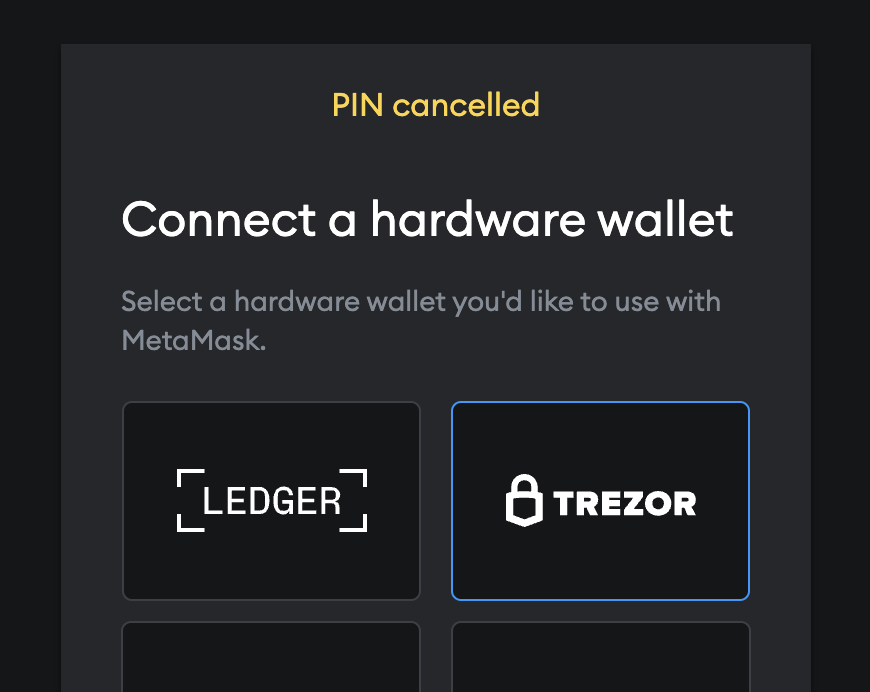 [Bug]: PIN Cancelled when trying to import Trezor wallet · Issue #18576 · MetaMask/metamask ...