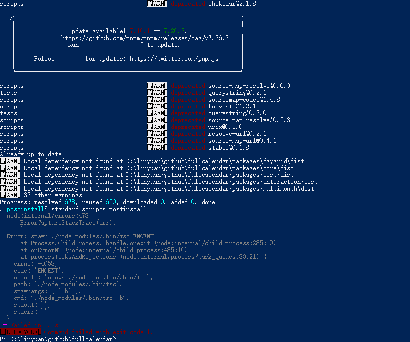 Pnpm Install Error On Windows Git Bash Shell · Issue 7178 · Fullcalendarfullcalendar · Github