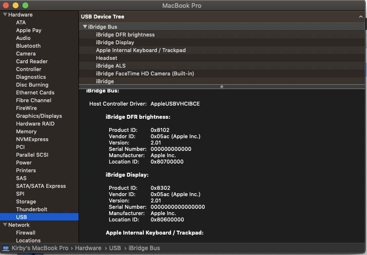 MacBookPro 15,3 (Vega 16/20) USB Device ID's · Issue #172 · imbushuo/mac-precision-touchpad · GitHub
