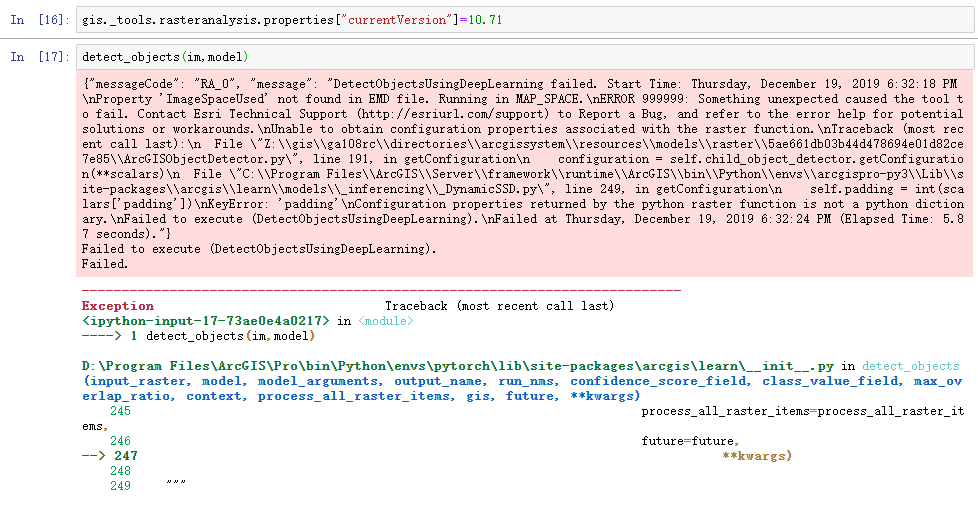 detect_objects_using_deep_learning() got an unexpected keyword argument 'process_all_raster ...