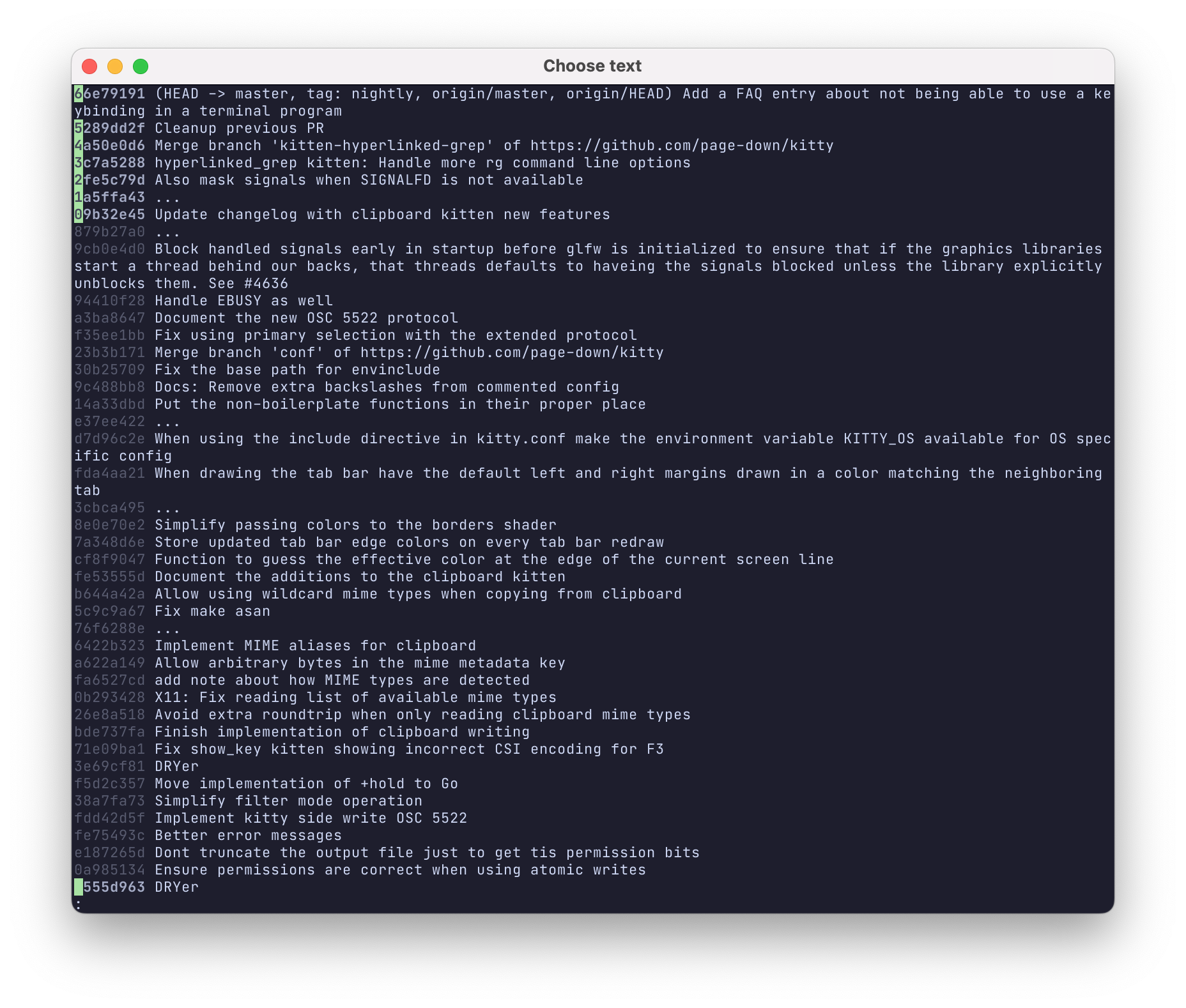 Bottommost hint isn't selectable · Issue #5752 · kovidgoyal/kitty · GitHub
