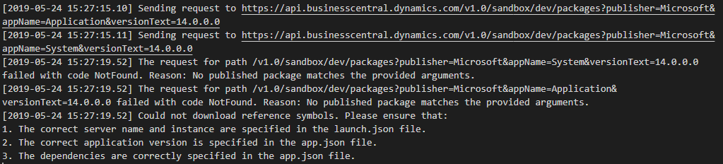 Error while downloading symbols in VS code edtor from BC Microsoft ...