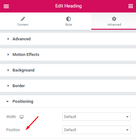 Elementor Widget-> Advanced -> Positioning -> Responsive option missed for "Positioning Position ...