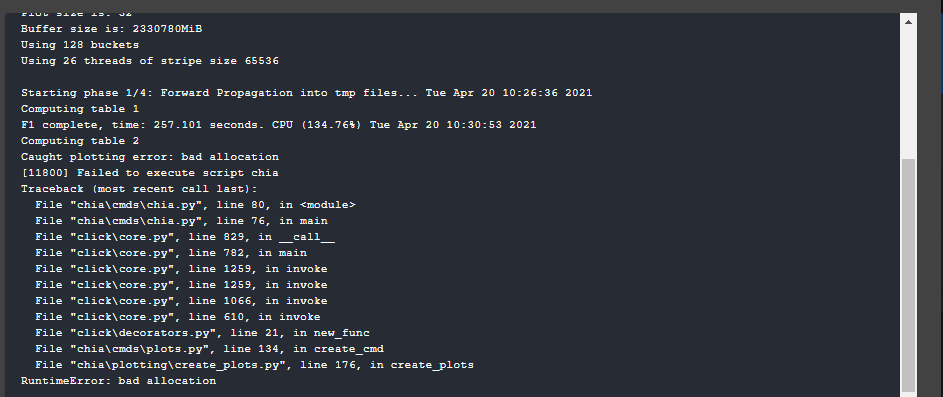 Runtimeerror Bad Allocation · Issue 2207 · Chia Networkchia Blockchain · Github 