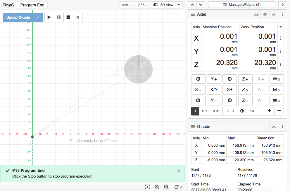 Z axis sent to TinyG doesnt match position in the gcode. · Issue #229 · cncjs/cncjs · GitHub