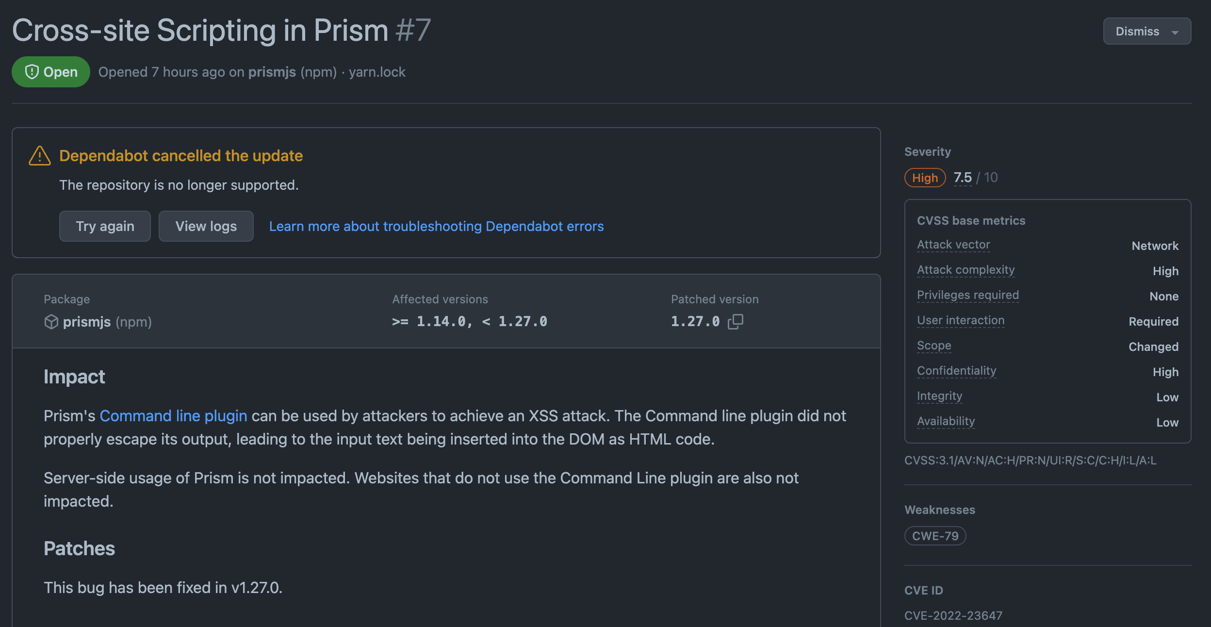 Fix Xss Vulnerability By Bumping Prismjs Version · Issue 461 · React Syntax Highlighterreact 