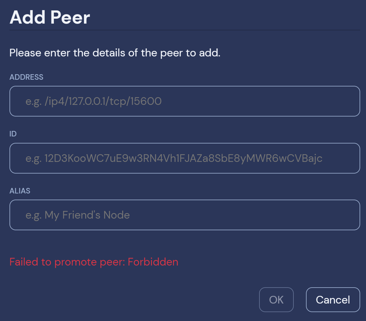 Promote to Known / Add Peer does not clear error message · Issue #901 · iotaledger/hornet · GitHub