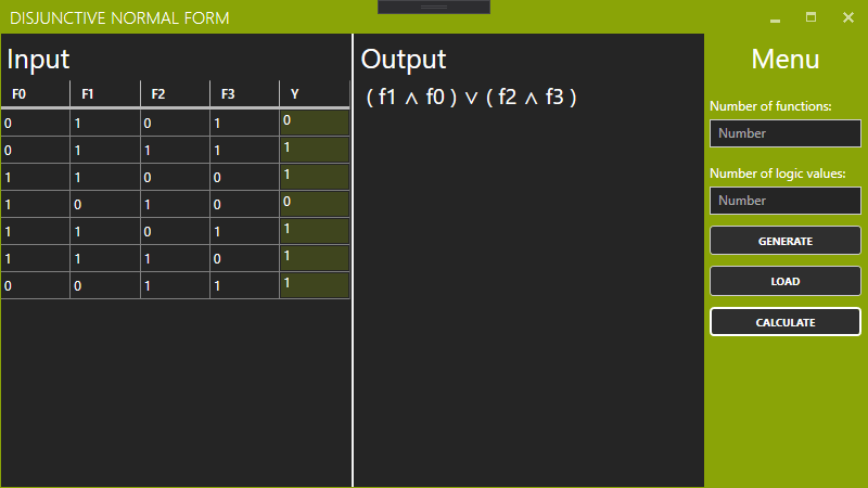GitHub - Rolczak/Disjunctive-Normal-Form: Made in C# with WPF