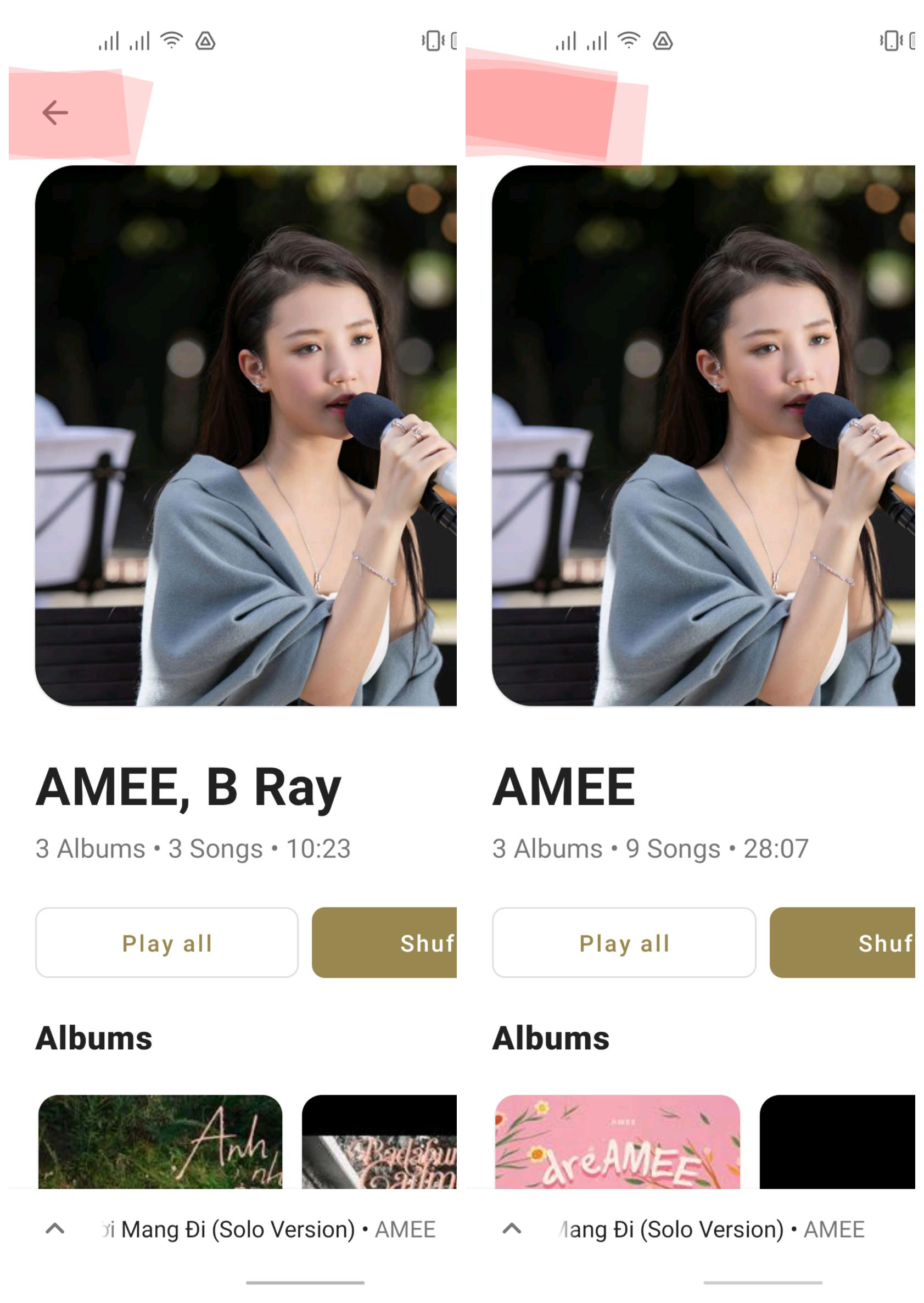 Back navigation button was hidden and not worked when touch on two artist at the same time ...