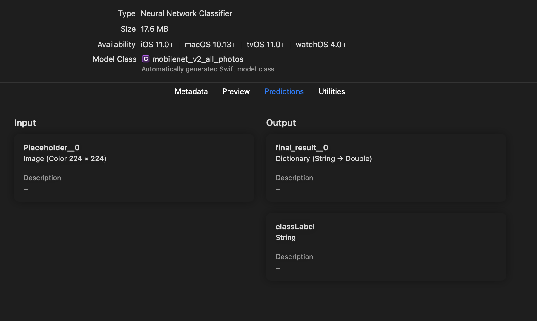 How can I change my model's output to be a dictionary [Double:String]? · Issue #1200 · apple ...