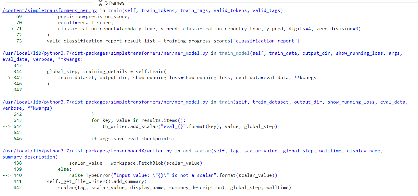 Can I add seqeval.metrics.classification_report as metric while train and eval the NER model ...
