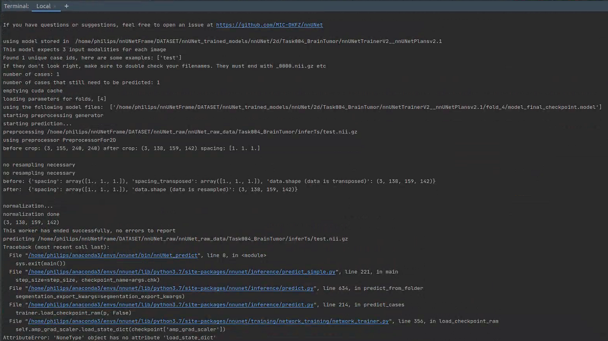 Error in ubuntu predict · Issue #476 · MIC-DKFZ/nnUNet · GitHub