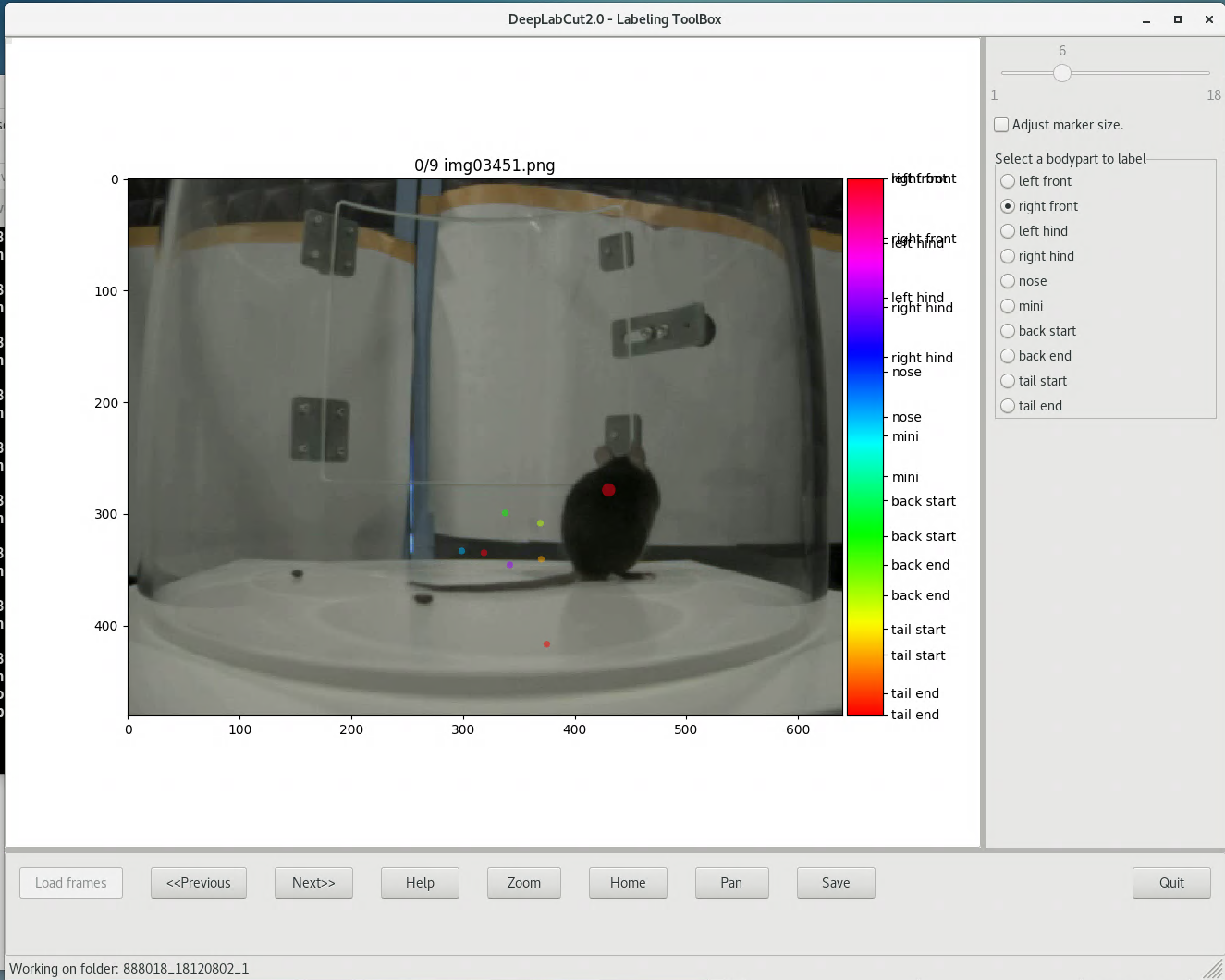 deeplabcut.label_frames: labels from last frame remain in the GUI when loading a frames from a ...