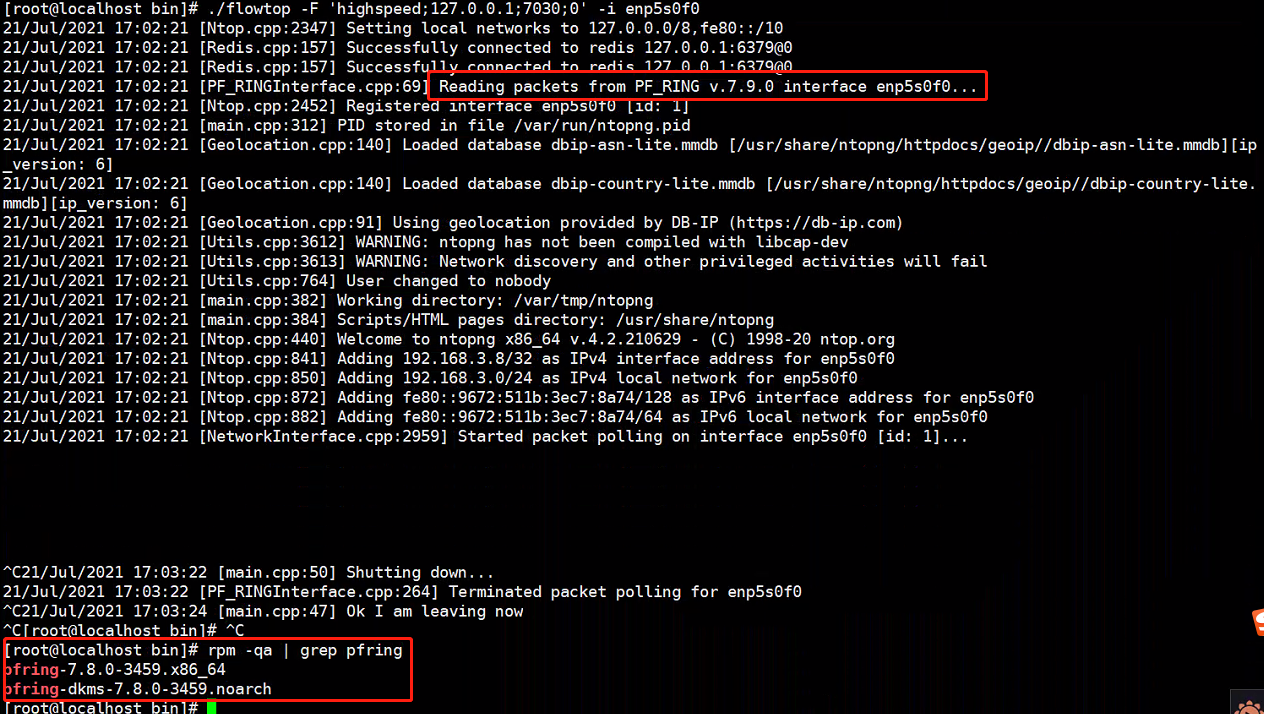 PF_RING version mismatch (expected v.7.8.0 found v.7.9.0) · Issue #739 ...