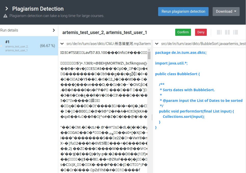 Plagiarism detection renders binary files · Issue #3372 · ls1intum/Artemis · GitHub