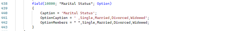 [Enum Request] Field 10800 Marital Status in table Employee · Issue #11729 · microsoft ...