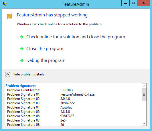 Featureadmin Will Not Run On Server 2012 R2 Issue 3 Achimismaili