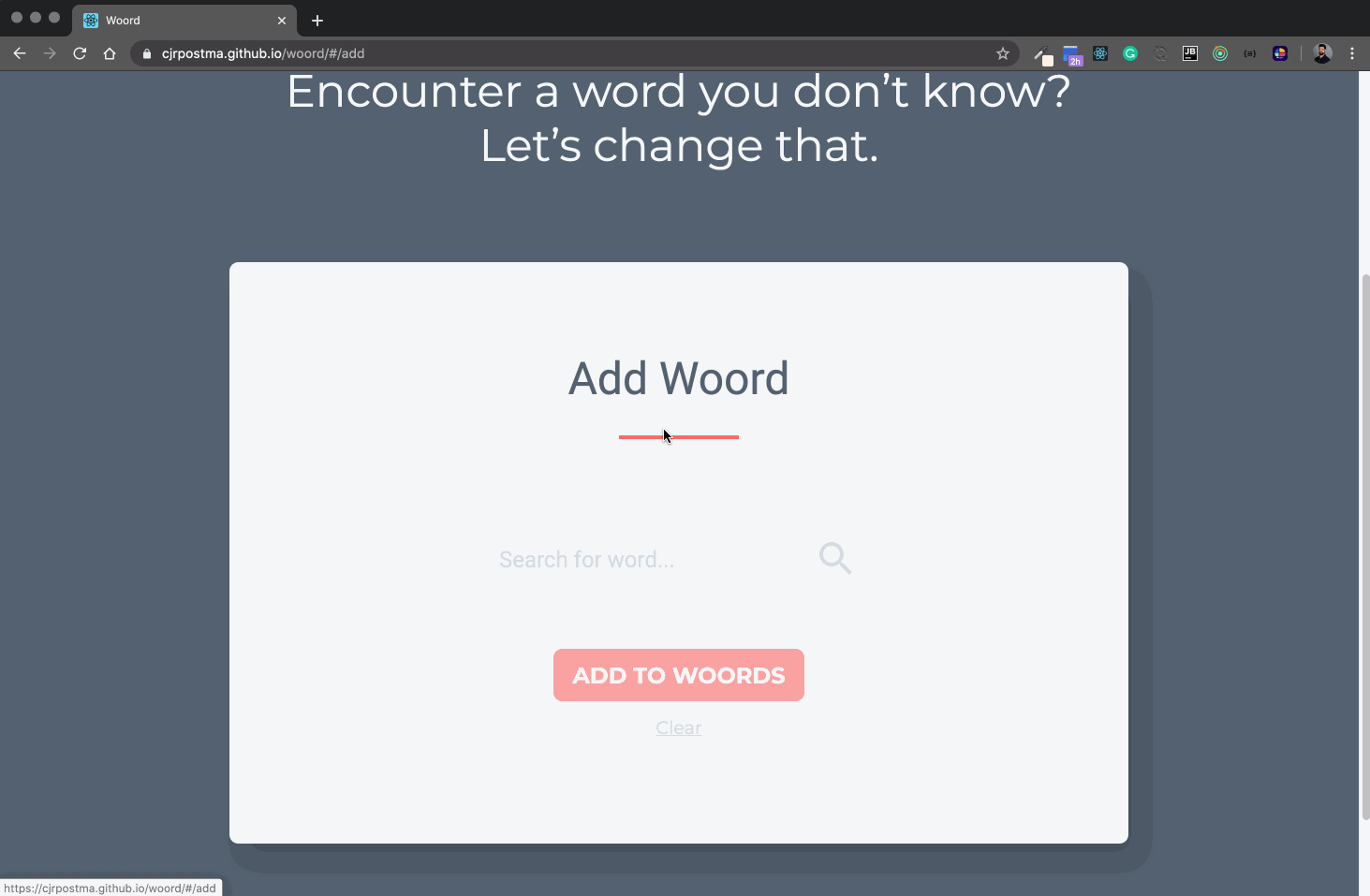 GitHub - cjrpostma/woord: A fun site to practice vocabulary via the ...