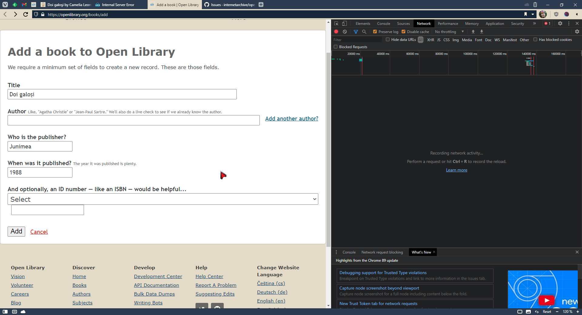 Internal Server Error - Add Book with Unicode characters · Issue #4869 · internetarchive ...
