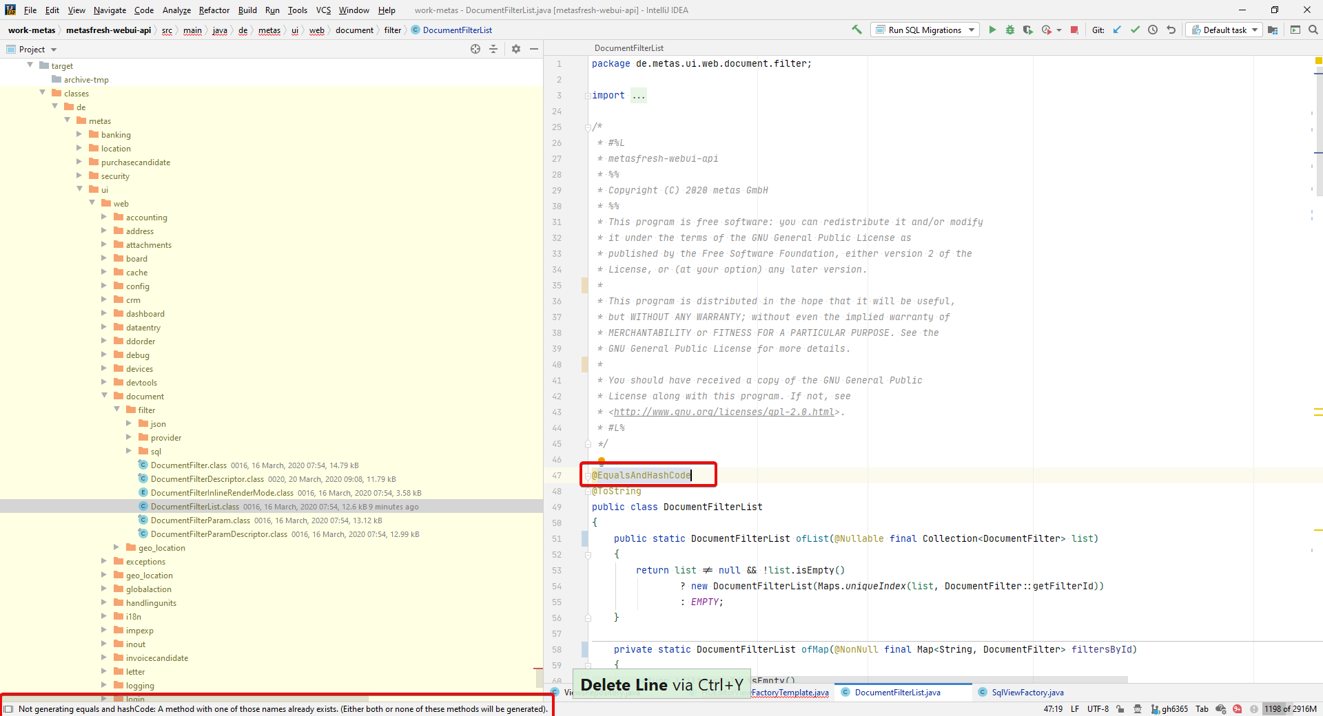 EqualsAndHashCode: Wrong warning _A method with one of those names already exists._ · Issue #761 ...