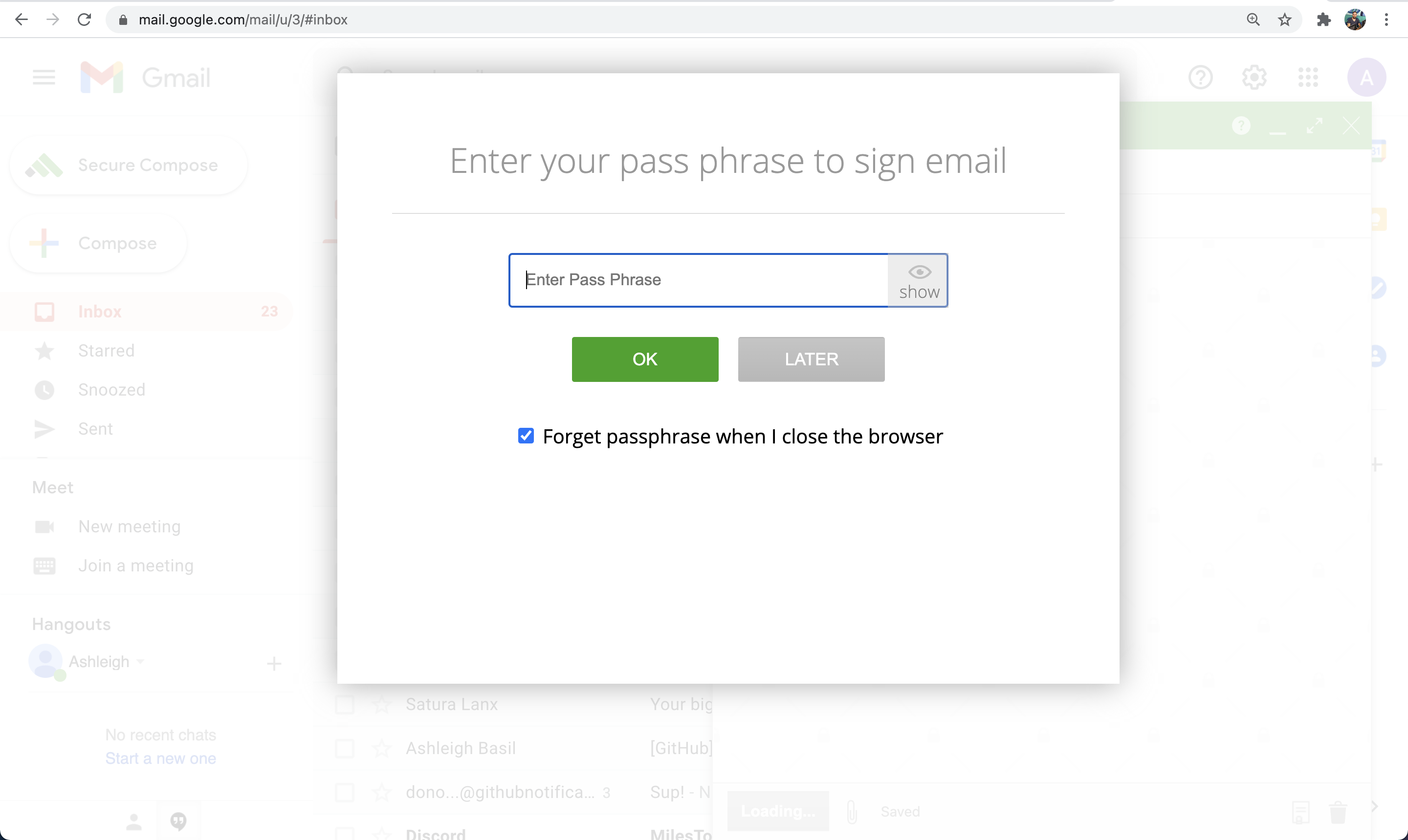 Open popup window when requesting user's passphrase · Issue #3535 · FlowCrypt/flowcrypt-browser ...