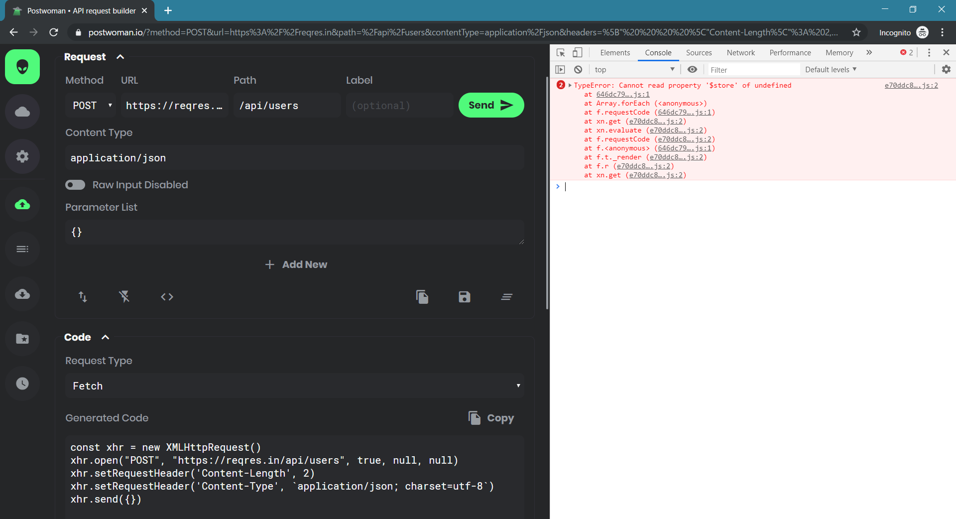 Code generation for Fetch request type of some methods (POST, PUT ...