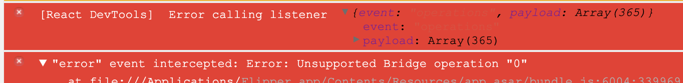 Uncaught Error: Unsupported Bridge operation "0" · Issue #3197 · facebook/flipper · GitHub