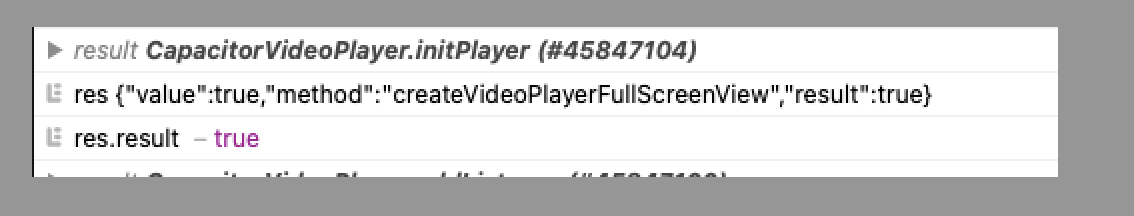 On iOS, initPlayer appears to work ... but logs errors and does not return capVideoPlayerResult ...