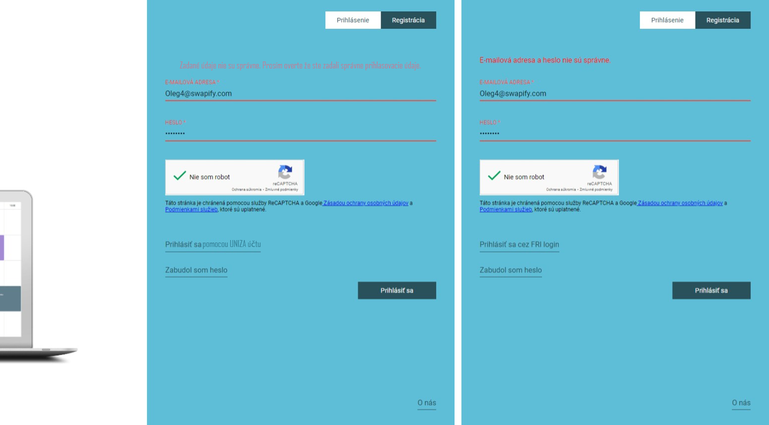 Change popup text when incorrect login · Issue #584 · fri-team/Swapify · GitHub