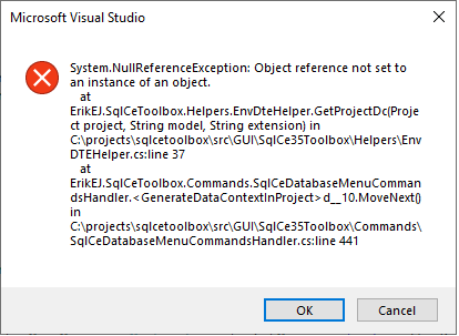 Compact 4.0 Generate Code · Issue #942 · ErikEJ/SqlCeToolbox · GitHub