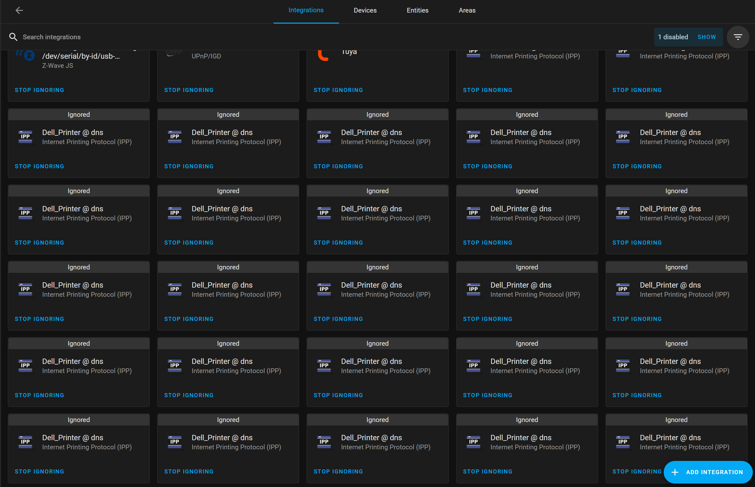 IPP intergration ignore not being honoured. · Issue #70930 · home-assistant/core · GitHub
