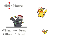 The palette of the back sprite of Pikachu's Partner Cap form is glitchy ...