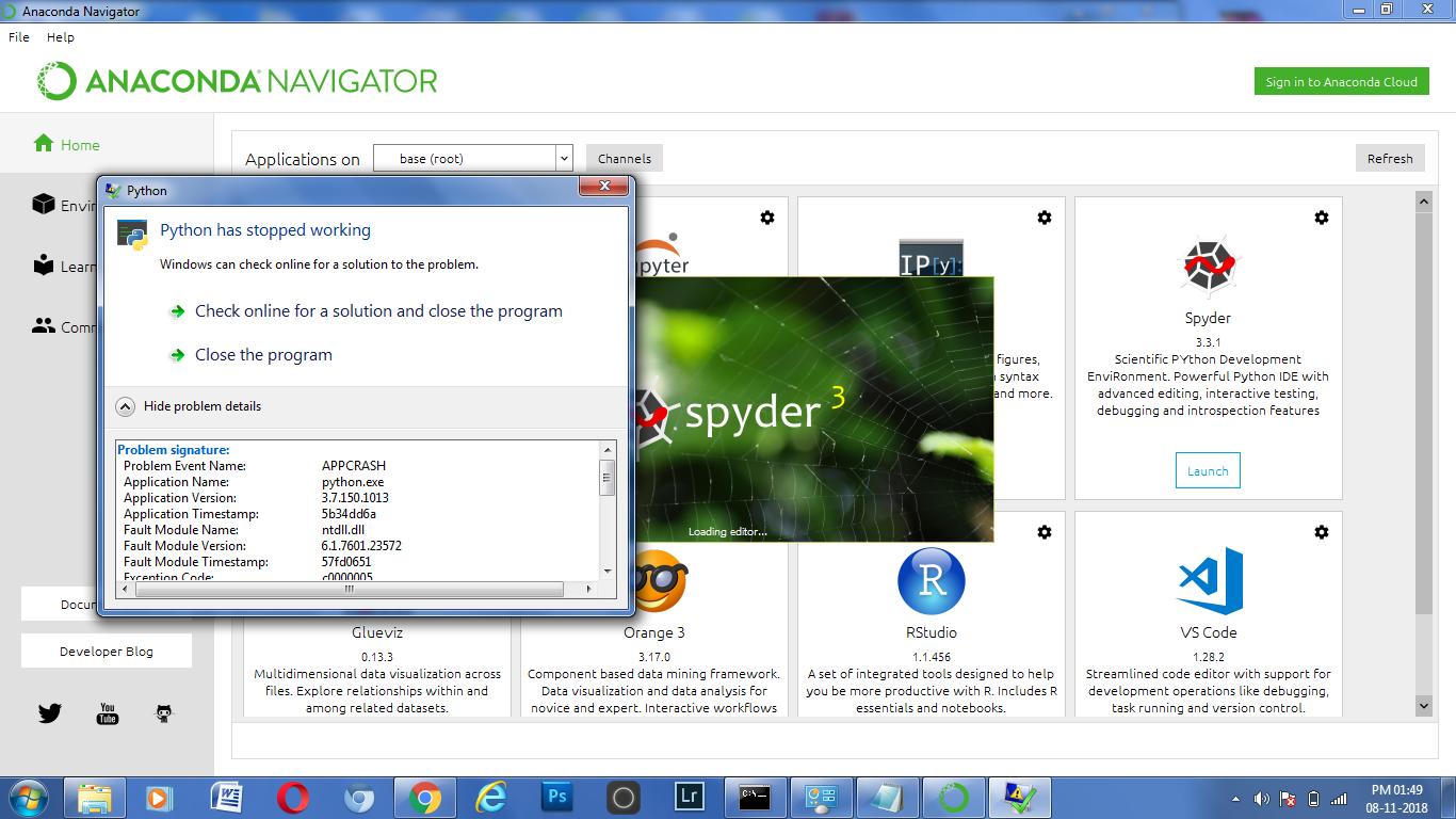 Fail to launch Spyder - updated the spyder output · Issue #8211 ...