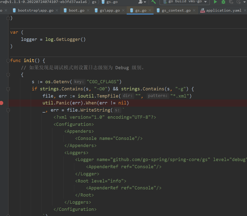gs调试模式log存在隐患 · Issue #104 · go-spring/go-spring · GitHub