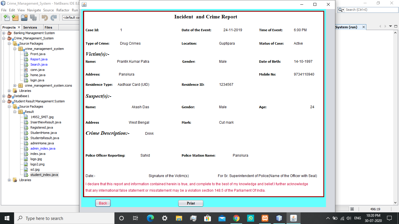 GitHub - PrantikKumarPatra/Crime-Management-System: In this Project we ...