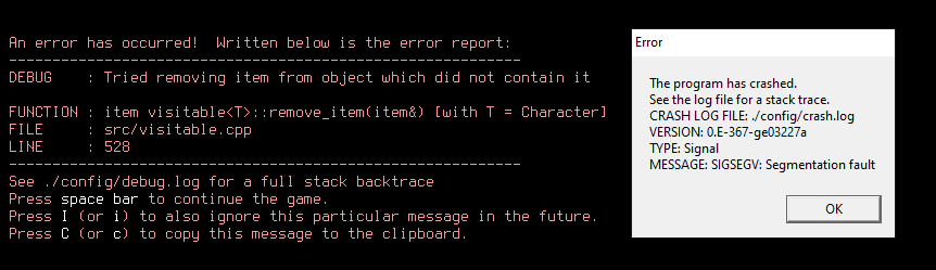 Build 10497 - Butchering/Unloading Crash · Issue #39327 · CleverRaven/Cataclysm-DDA · GitHub