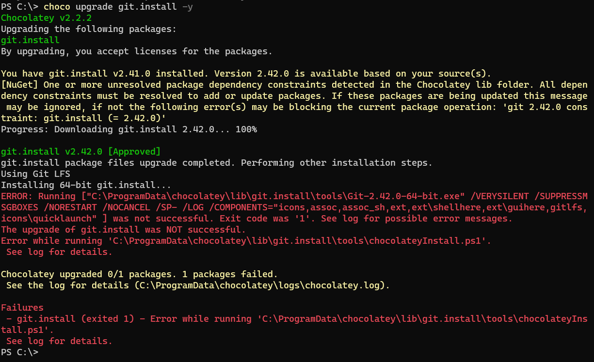 Git Stall Unhelpful Feedback When Failing · Issue 2346