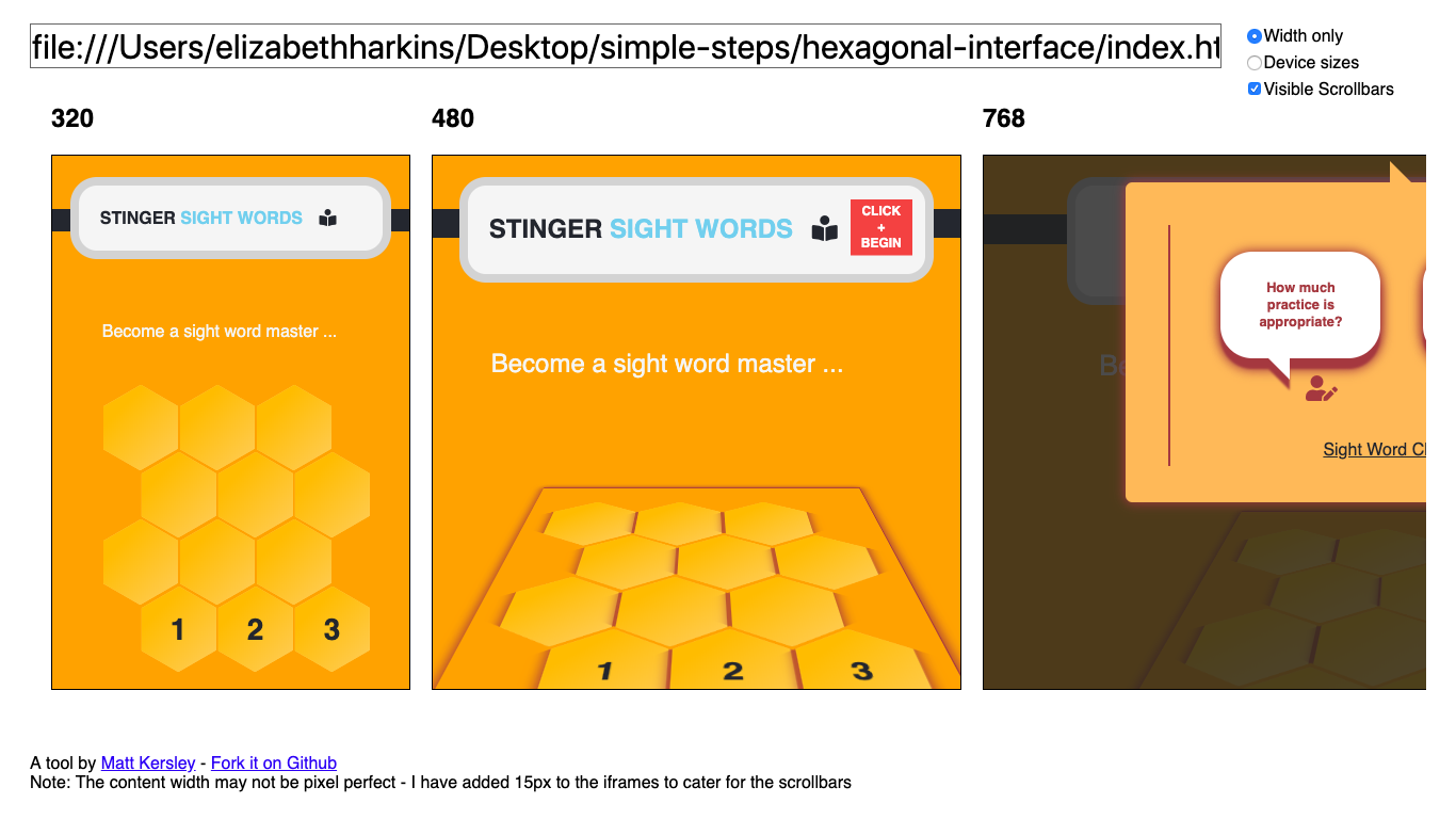 GitHub - elizabethharkins/stinger-sight-words: Hexagon-style interface for the Stinger Sight ...