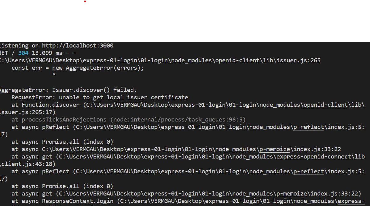 On New setup Window 10 Issuer.discover() failed error · Issue #360 ...