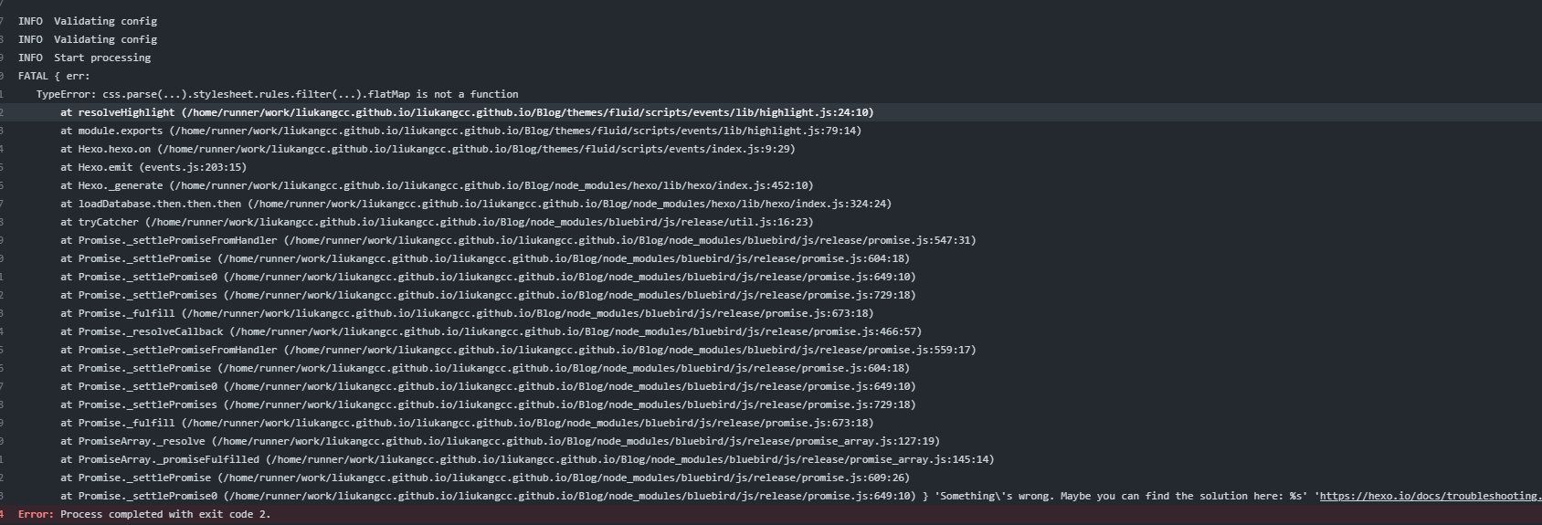 更新主题版本后，部署失败 · Issue #920 · fluid-dev/hexo-theme-fluid · GitHub