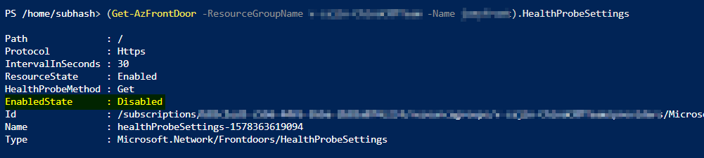 Can not disable front door health probe with single enabled back end ...