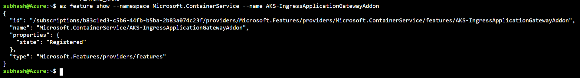 Incorrect capitalisation of checking if the Ingress Application Gateway Add-on has been ...