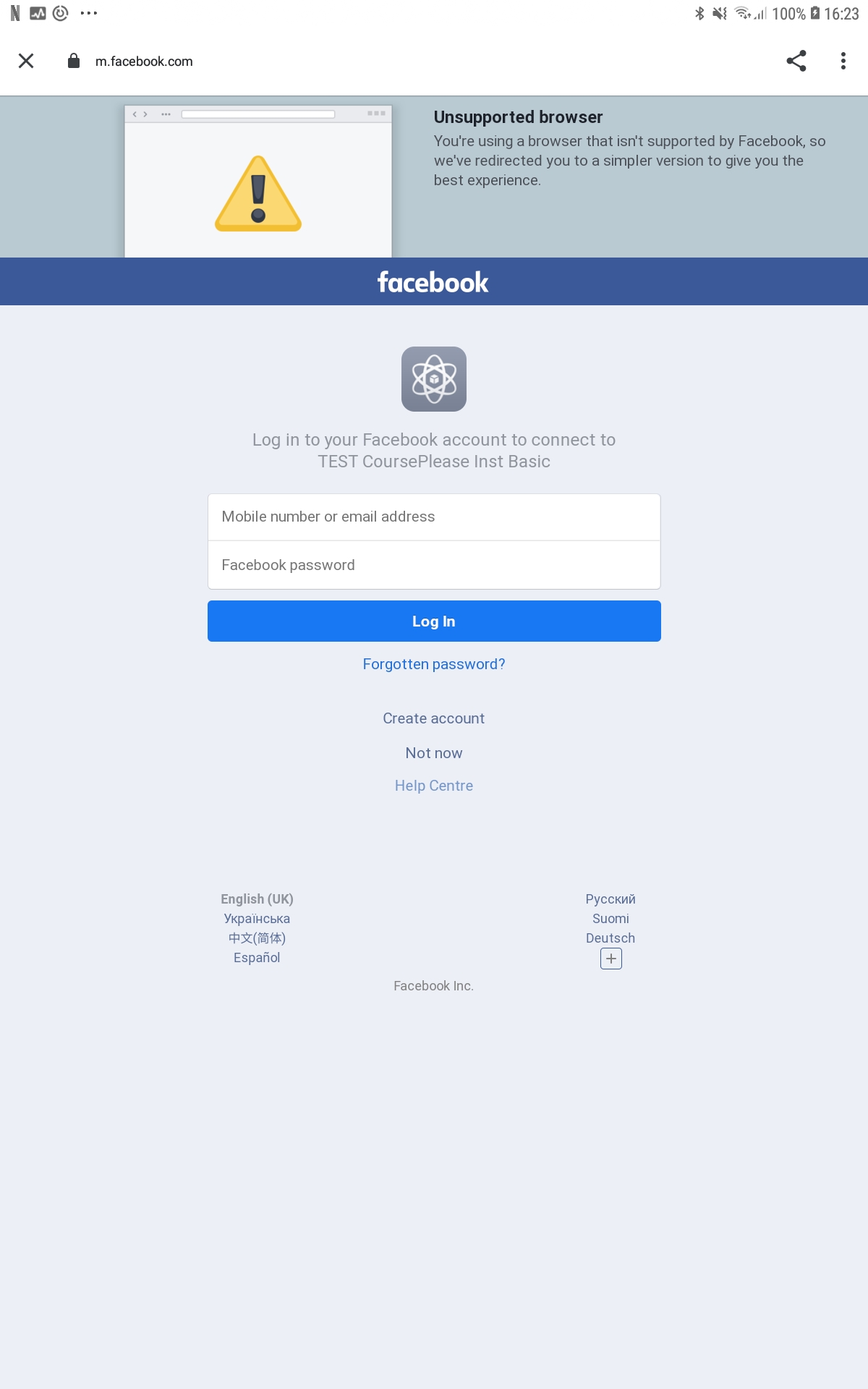 "Unsupported browser" message on Android WebView · Issue #135 · darwin-morocho/flutter-facebook ...
