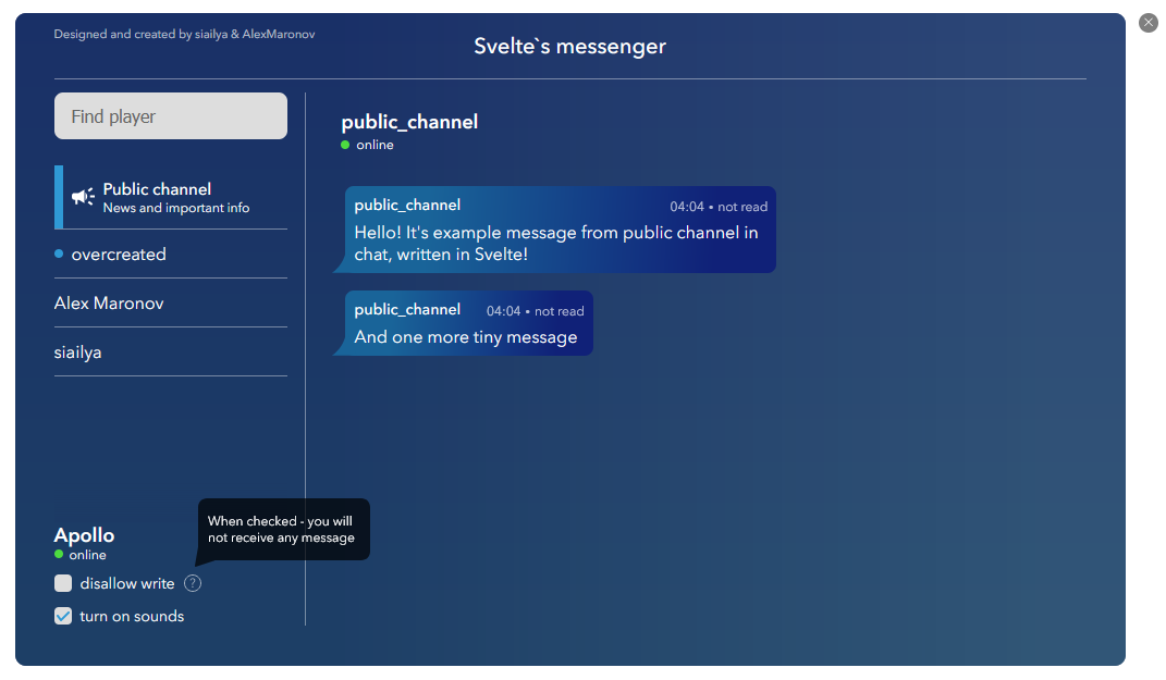 GitHub - siailya/svelte-chat: Tiny chat builded with svelte for MTA-project (CEF)