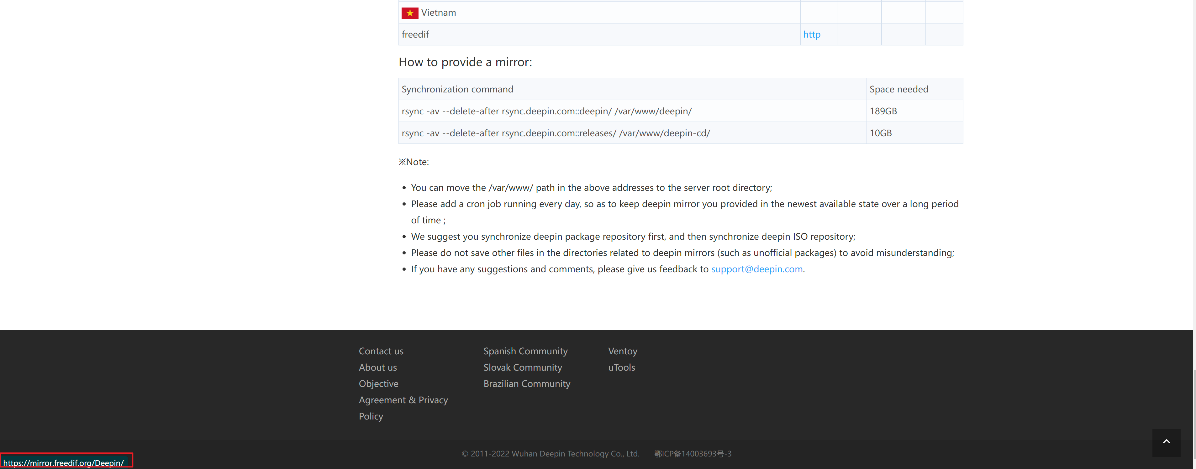 Freedif mirror - Update location and spec · Issue #3117 · linuxdeepin ...