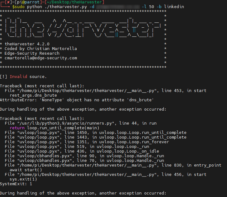 Other Invalid Source Linkedin · Issue 1242 · Laramiestheharvester · Github