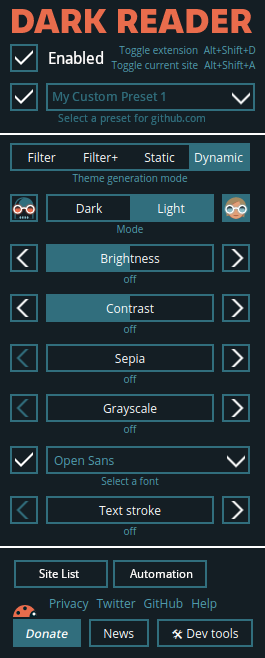 [Feature Request] UI Redesign to be simpler and use presets. · Issue #11078 · darkreader ...