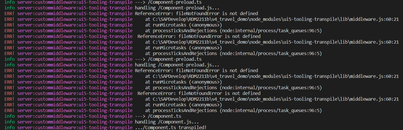 [ui5 Tooling Transpile] Misleading Console Errors When Using Ui5 Tooling Transpile Middleware